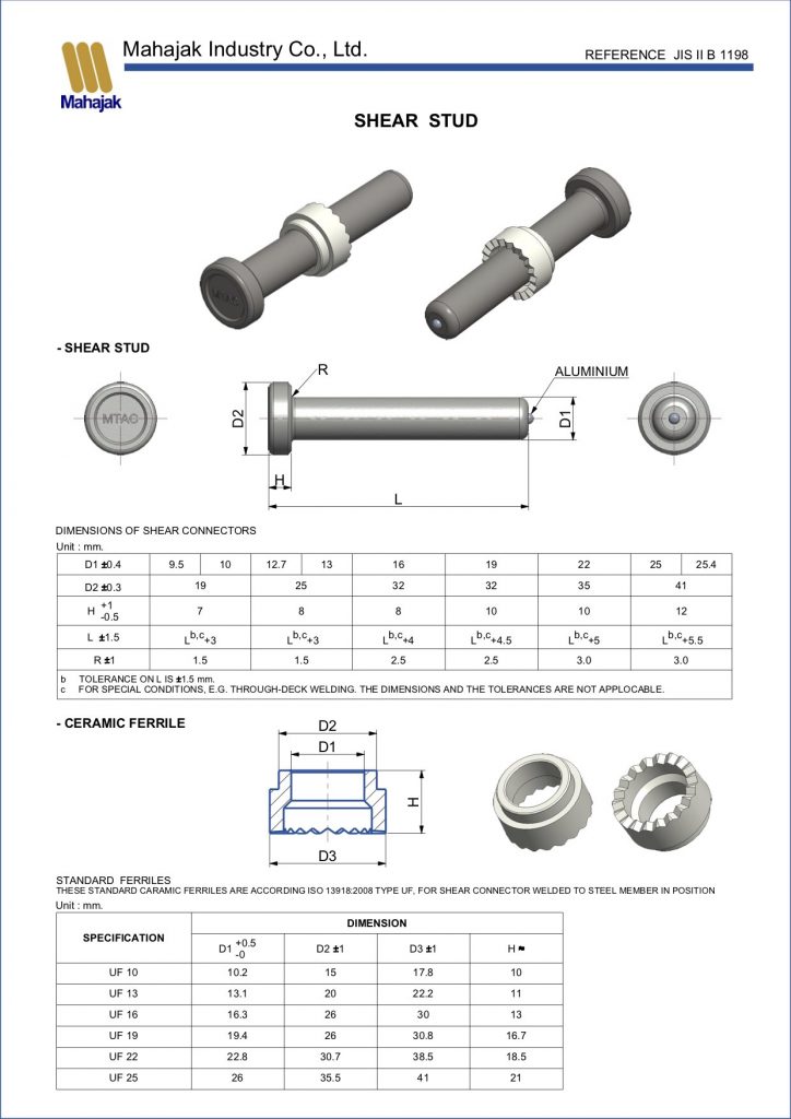 8 SHEAR STUD Mahajak Industry Co Ltd 8 SHEAR STUD Mahajak Industry Co Ltd